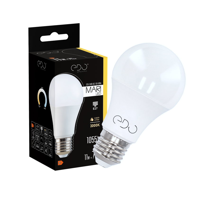 MARI LED light bulb E27 11W 3000K warm WW 1055lm Edo Solutions 3000 K ...